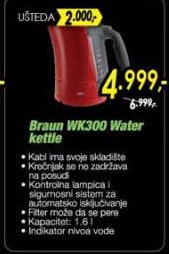 Braun električni bokal kuvalo za vodu WK300, Braun