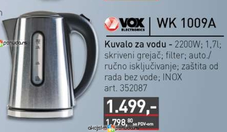 Kuvalo za vodu VOX WK1009A ketler, Vox