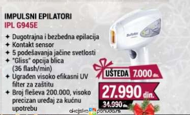 Impulsni epilator Babyliss, IPL G945E, Babyliss