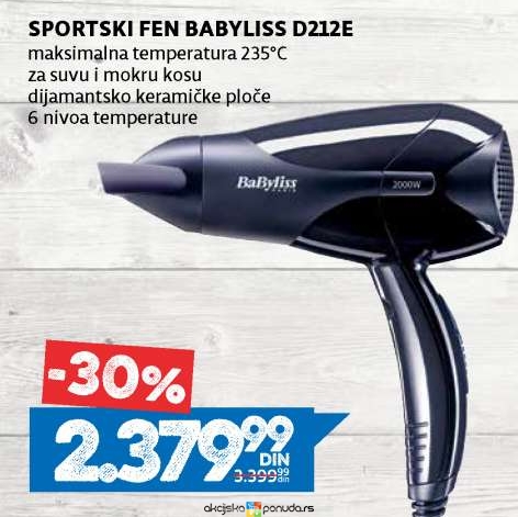 Sportski fen za kosu Babyliss D212E, Babyliss