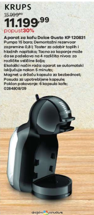 Aparat za espresso kafu Krups Dolce Gusto, KP120831, Krups Dolce Gusto Picolo