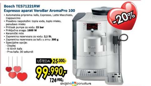 Espresso aparat VeroBar AromaPro 100 TES71221RW, Bosch