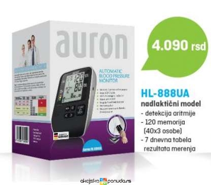 Digitalni aparat za merenje krvnog pritiska za nadlakticu Auron, HL-888UA, Auron