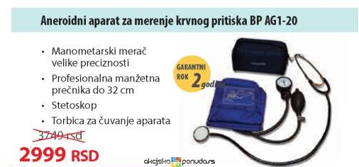 Aneroidni aparat za merenje krvnog pritiska Microlife BP AG1-20, Microlife