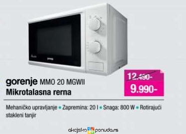 Mikrotalasna rerna Gorenje, MMO20MGWII, Gorenje