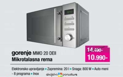 Mikrotalasna rerna Gorenje, MMO20DEII, Gorenje