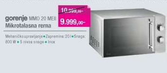 Mikrotalasna rerna Gorenje MMO20MEII, Gorenje