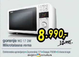 Gorenje mikrotalasna rerna MO 17 DW, Gorenje