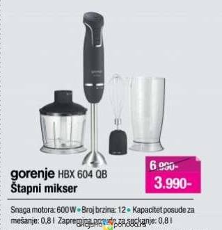 Štapni mikser Gorenje, HBX064QB, Gorenje