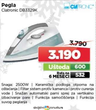 Pegla na paru Clatronic, DB3329K, Clatronic