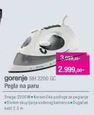 Pegla na paru Gorenje SIH2200GC, Gorenje