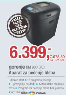 Aparat za pečenje hleba Gorenje BM900BKC mini pekara, Gorenje