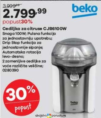 Cediljka za citruse BEKO CJB6100W, Beko