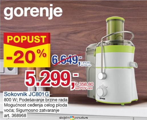 Sokovnik Gorenje JC801G, Gorenje