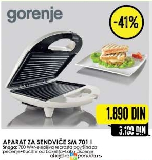 Aparat za sendviče Gorenje SM701 I, Gorenje