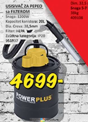 Usisivač za pepeo Power Plus sa filterom, Power Plus