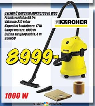 Usisivač Karcher mokro/suvo WD3, Karcher