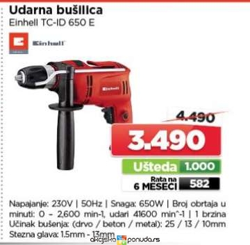 Udarna bušilica Einhell, TC-ID 650E, Einhell