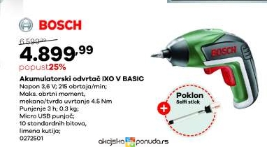 Akumulatorski odvrtač Bosch, IOX V Basic, Bosch