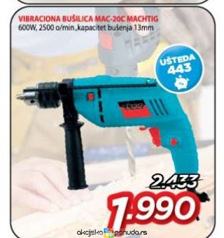 Vibraciona bušilica Machtig alati, MAC-20C, Machtig alati