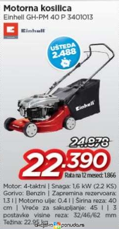 Motorna kosilica za travu Einhell GH-PM40, Einhell