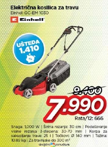 Einhell električna kosilica za travu GC-EM1030, Einhell