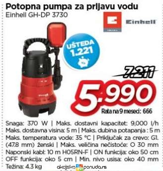 Potopna pumpa za prljavu vodu Einhell GH-DP 3730, Einhell