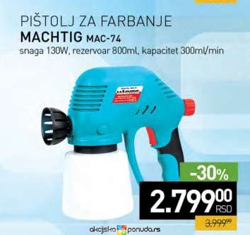 Pištolj za farbanje MAC-74 Machtig alati, Machtig alati