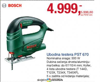 Ubodna testera Bosch PST 670, Bosch