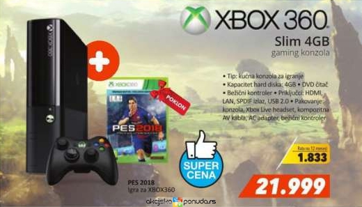 XBOX 360 konzola slim 4GB, Xbox