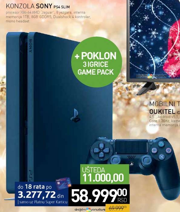 Sony PlayStation PS4 konzola slim, Sony