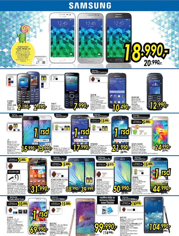 Katalog akcija Samsung Galaxy mobilni telefoni novembar 2015, Tehnomanija