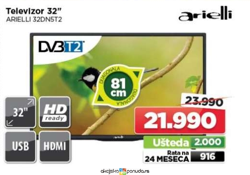 Televizor Arielli TV 32 in LED HD Ready, 32DN5T2, Arielli