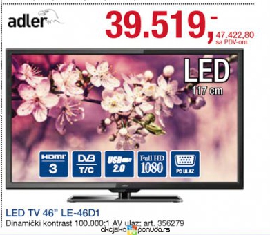 Televizor LED Adler ekran 46" LE-46D1, Adler