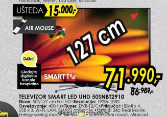 Vox LED Smart televizor UHD 50SNBT2910, ekran 127 cm, 50", Vox