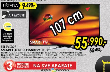 Vox LED Smart televizor UHD 42SNB2910, ekran 107 cm, 42", Vox