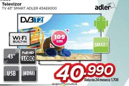 Adler televizor 43 in Smart LED Full HD, Adler