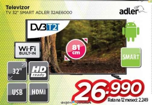 Adler televizor 32 in Smart LED HD Ready, Adler