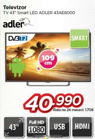 Adler TV 43 in Smart LED Full HD, Adler