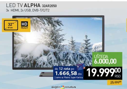 Televizor Alpha TV 32 in LED HD Ready, Alpha