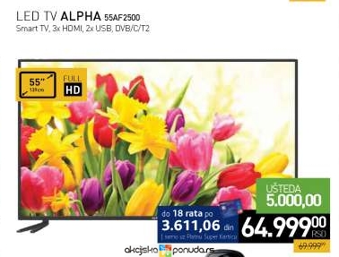 Televizor Alpha TV 55 in Smart LED Full HD, Alpha