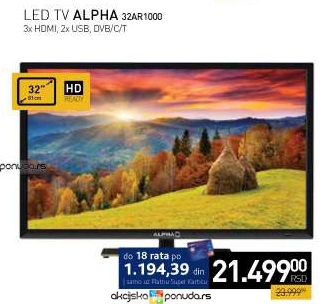 Televizor Alpha TV 32 in LED HD Ready, Alpha