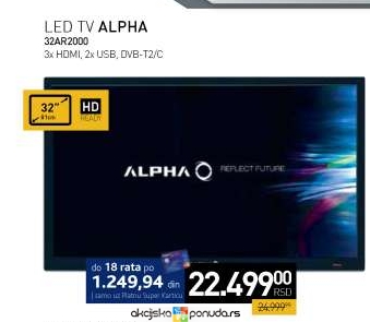 Televizor Alpha TV 32 in LED HD Ready, Alpha