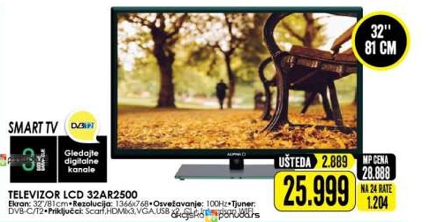 Televzor Alpha TV 32 in Smart LED HD Ready, Alpha