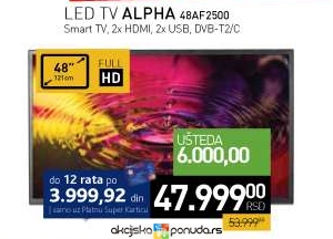 Televizor Alpha TV 48 in Smart LED Full HD, Alpha