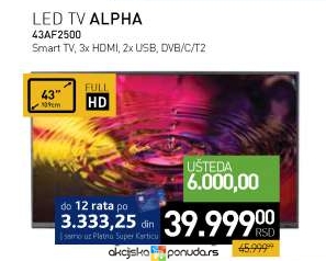 Televizor Alpha TV 43 in Smart LED Full HD, Alpha