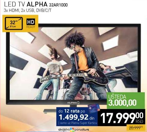 Televiyor Alpha TV 32 in LED HD Ready, Alpha