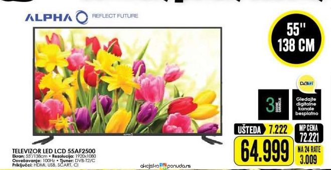 Televiyor Alpha TV 55 in LED Full HD, Alpha