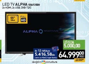 Alpha televizor TV 55 in LED Full HD, Alpha