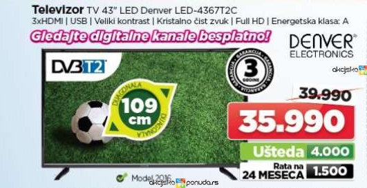 Televizor Denver TV 43 in LED Full HD, 4367T2C, Denver